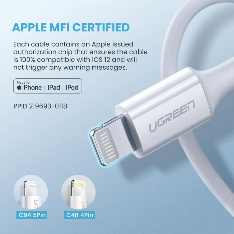Kabel Iphone MFI (White 2 Meter) – UGREEN Indonesia